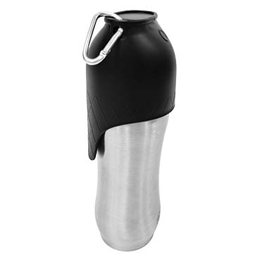 Stainless steel inox drinking bottle Silver/black - Laroy Group