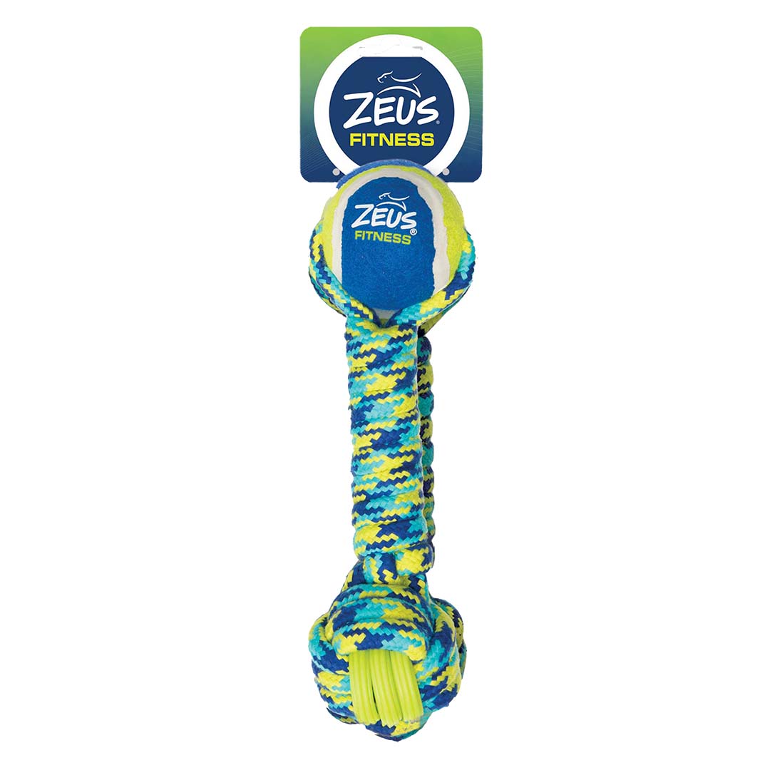 ZS K9 Rope & TPR Tennis Dumbbell Blue/yellow - Laroy Group