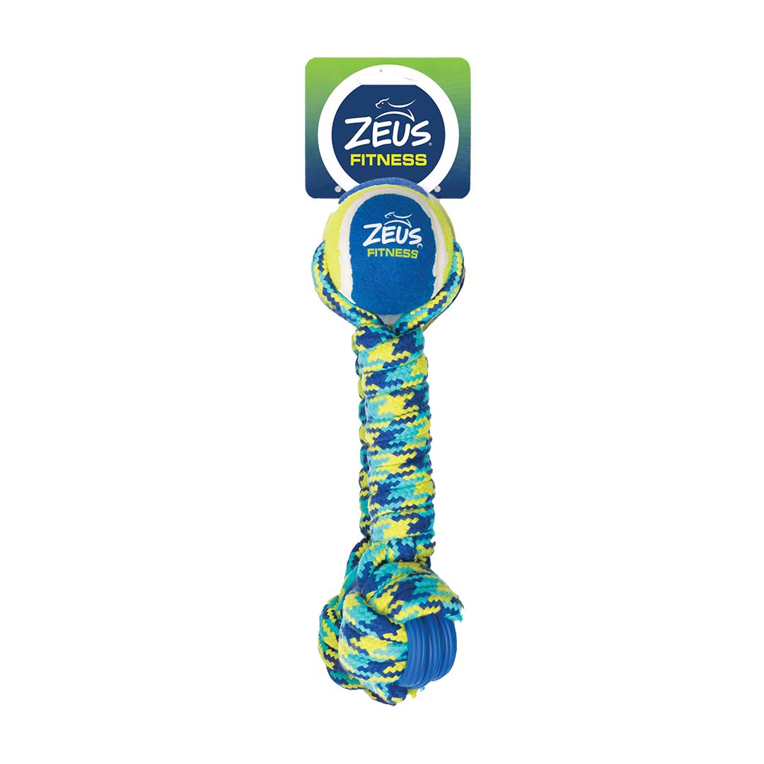 ZS K9 Rope & TPR Tennis Dumbbell Blue/yellow - Laroy Group