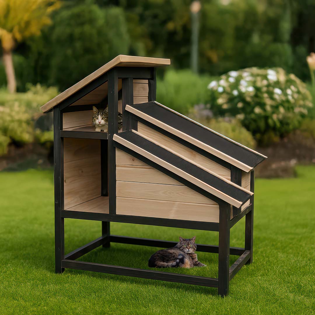 Woodland Design cat house Meowing Mansion Wood-coloured - Laroy Group